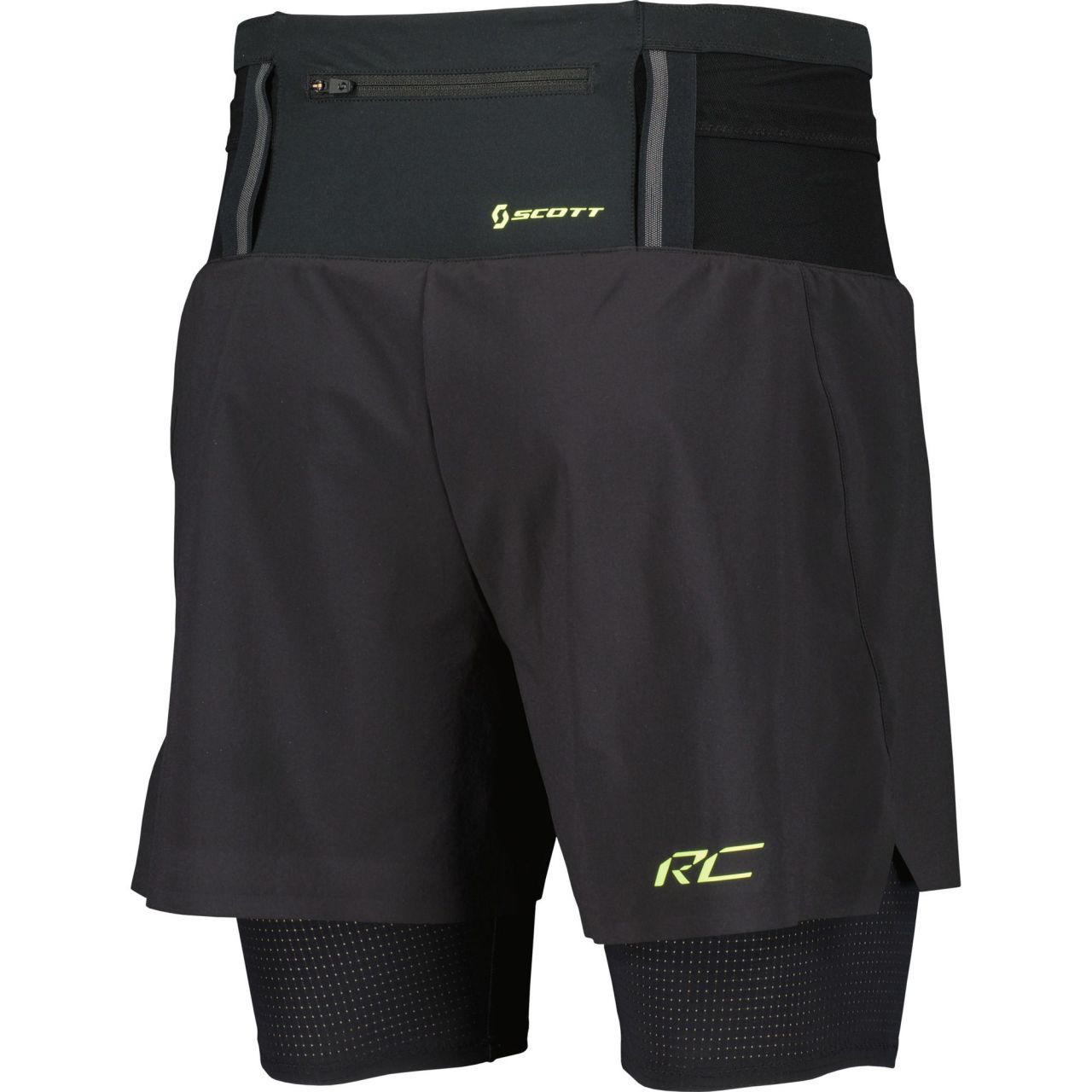 SCOTT HYBRID SHORT RC RUN BLACK YELLOW Short 2 en 1