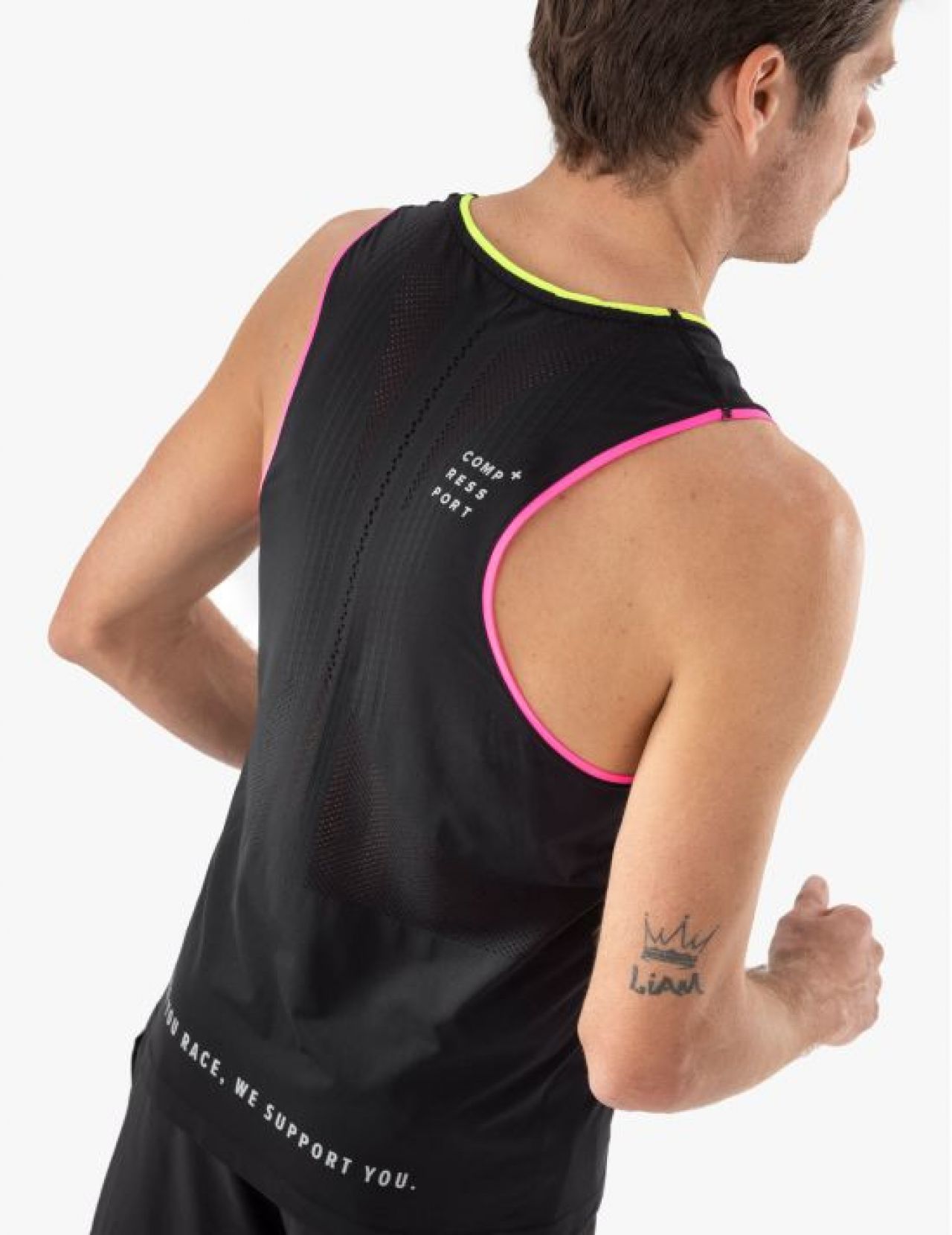 COMPRESSPORT PRO RACING SINGLET BLACK ET SAFE Débardeur de running