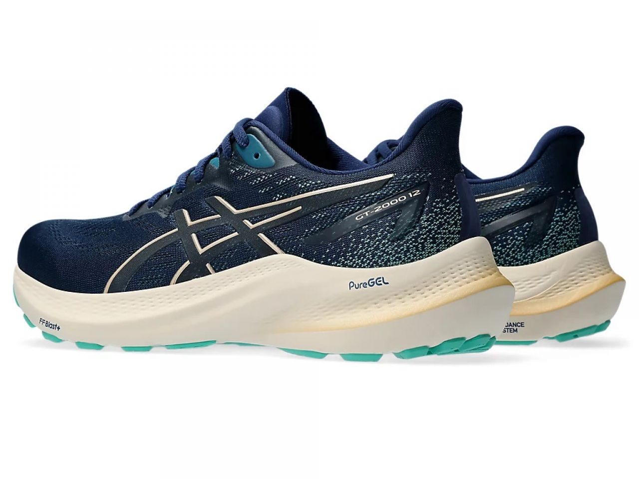 ASICS GT 2000 12 BLUE EXPANSE ET CHAMPAGNE Chaussures Running