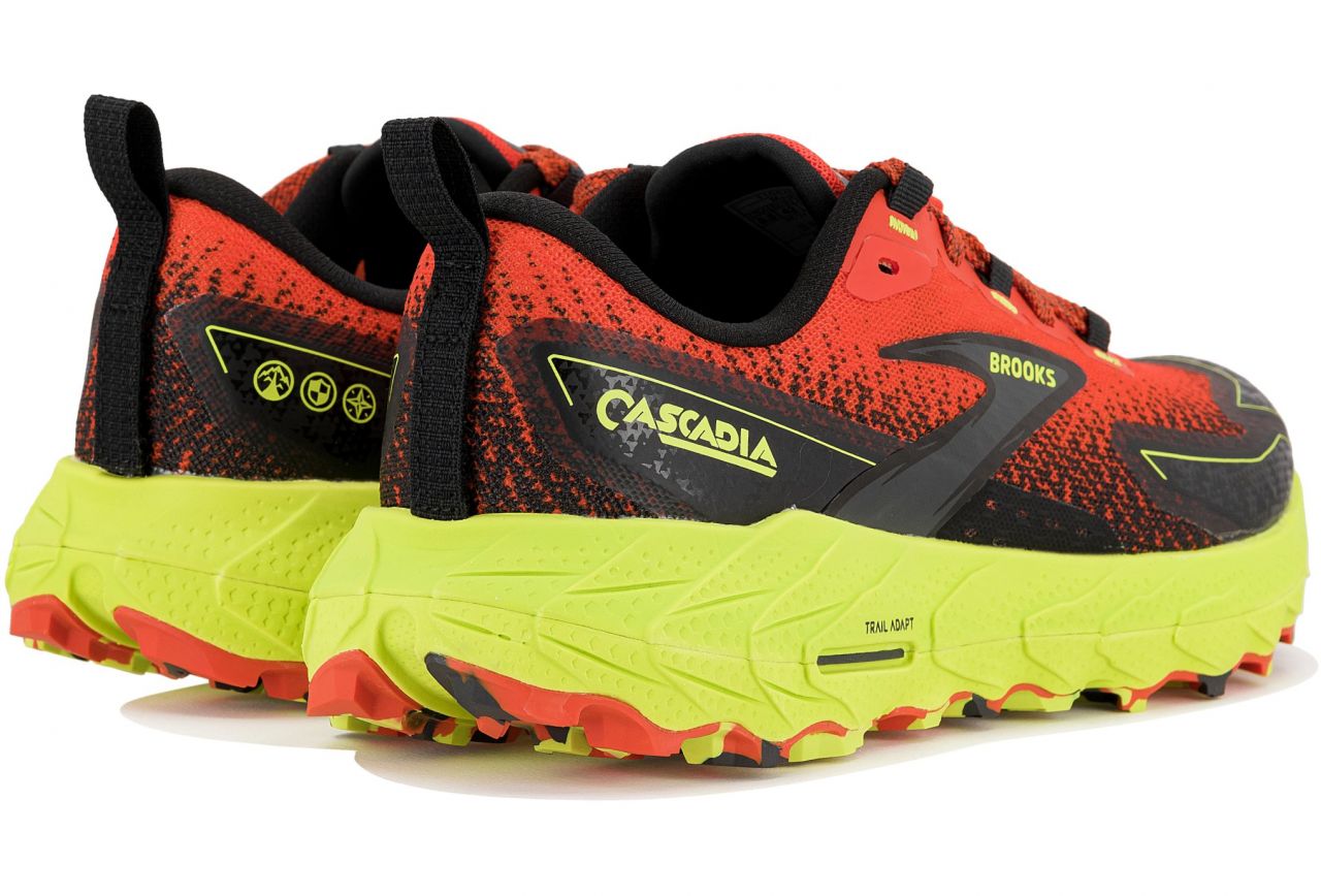 BROOKS CASCADIA 18 CHERRY TOMATO ET LIME BLACK Chaussures de trail
