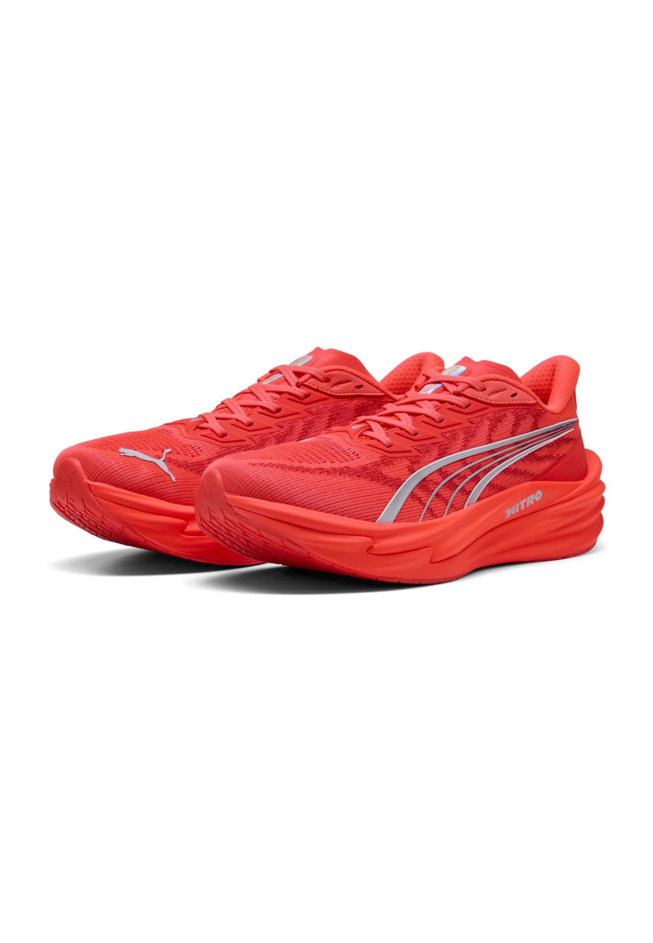 PUMA DEVIATE NITRO 4 ULTRA RED ET PUMA SILVER Chaussures de running
